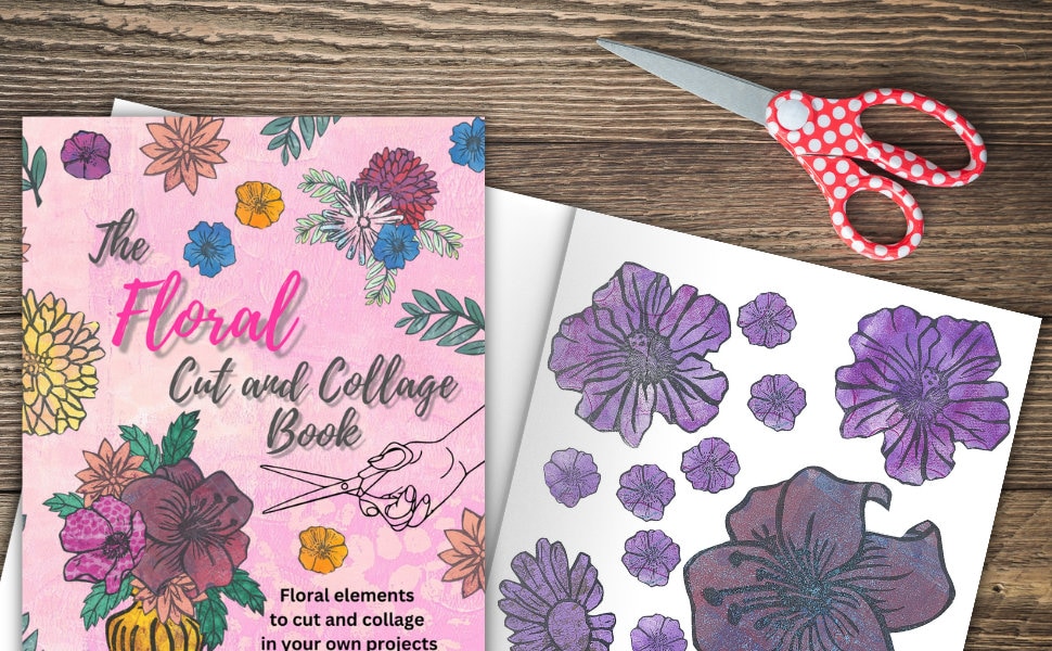 Floral Cut and Collage Book Digital Collage Material Floral Collage ...