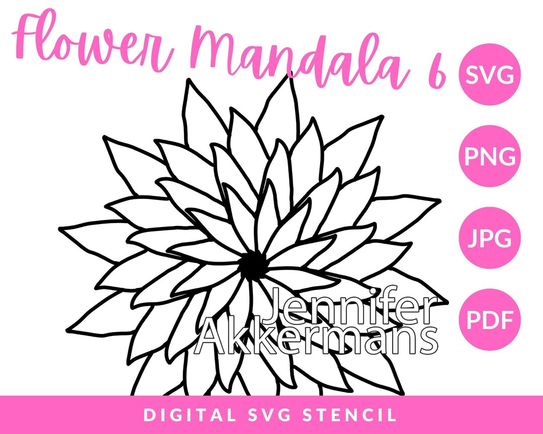 Flower Mandala Stencil 6 - Digital Stencil, SVG Cut File for Cricut ...