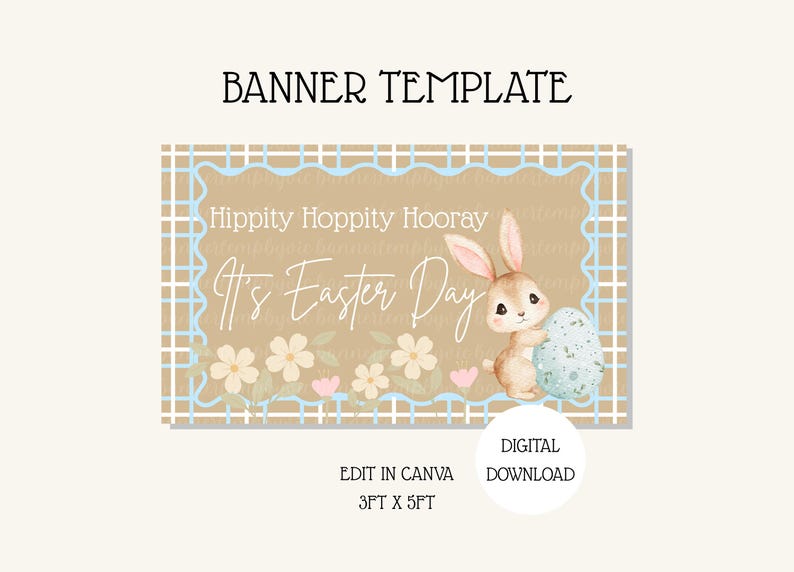 Hippity Hoppity Hooray Easter Banner Template | DIY Canva Design ...