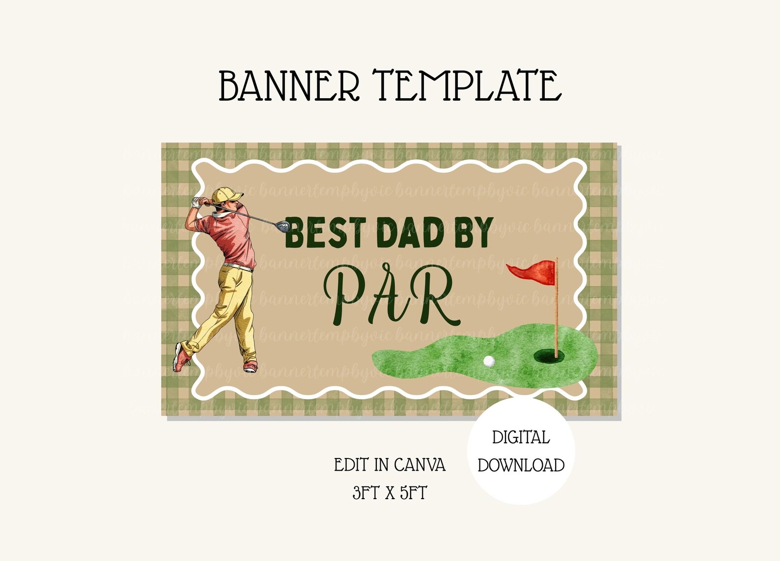 Golf Father's Day Banner Template | Dad by Par | DIY Canva Design ...
