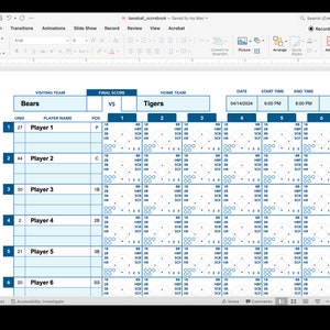 Digital Download Baseball and Softball Lineup Scorebook With Scoring ...