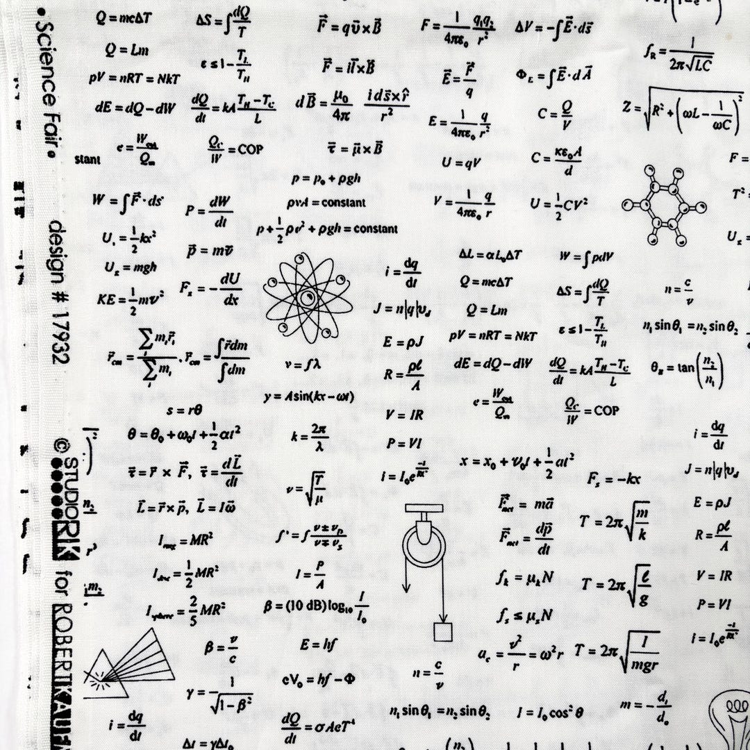 Robert Kaufman Science Fair Math Formulas on White Fabric #17932 BTHY ...