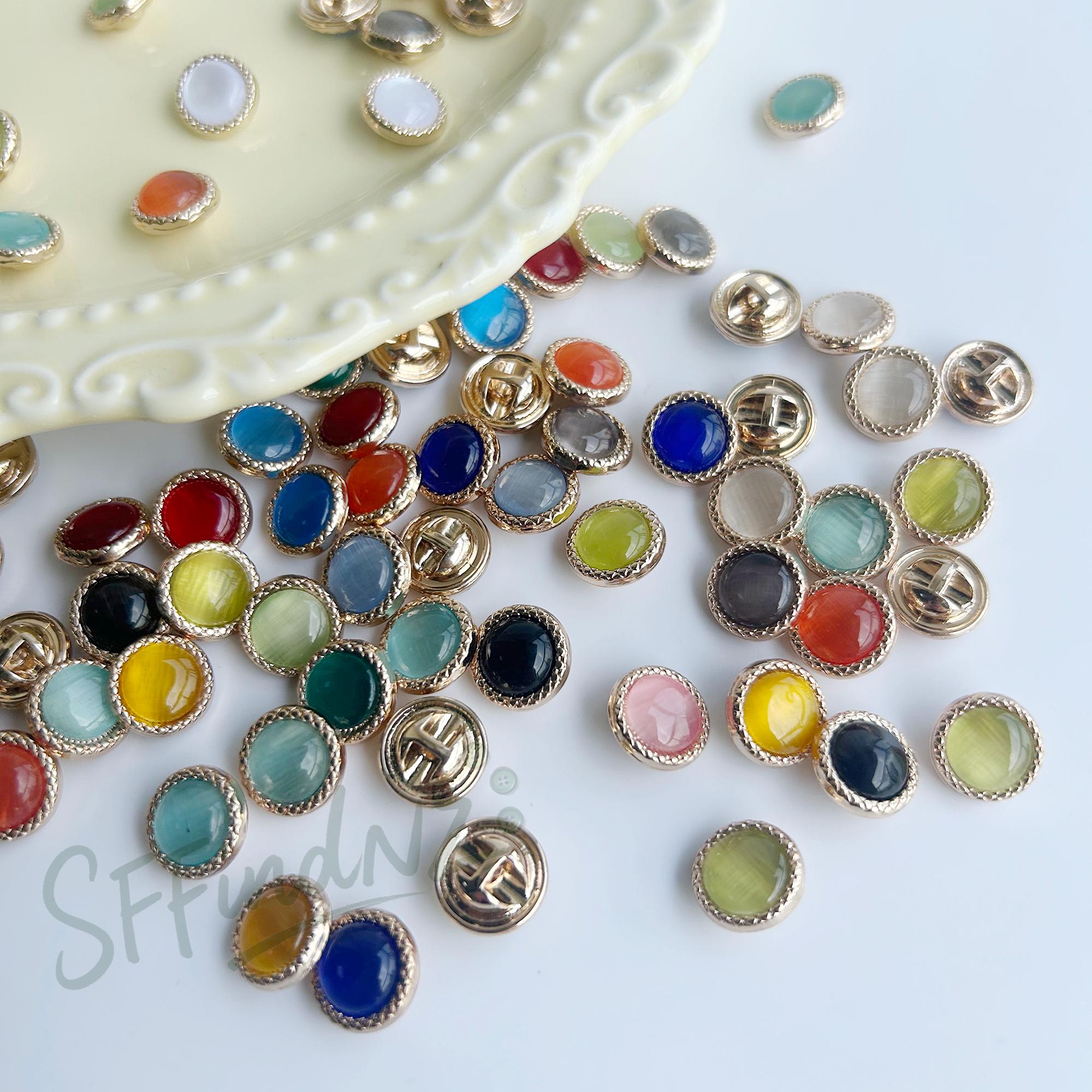 Gemstone Metal Round Small Buttons, Single-hole Buttons, Suitable for ...
