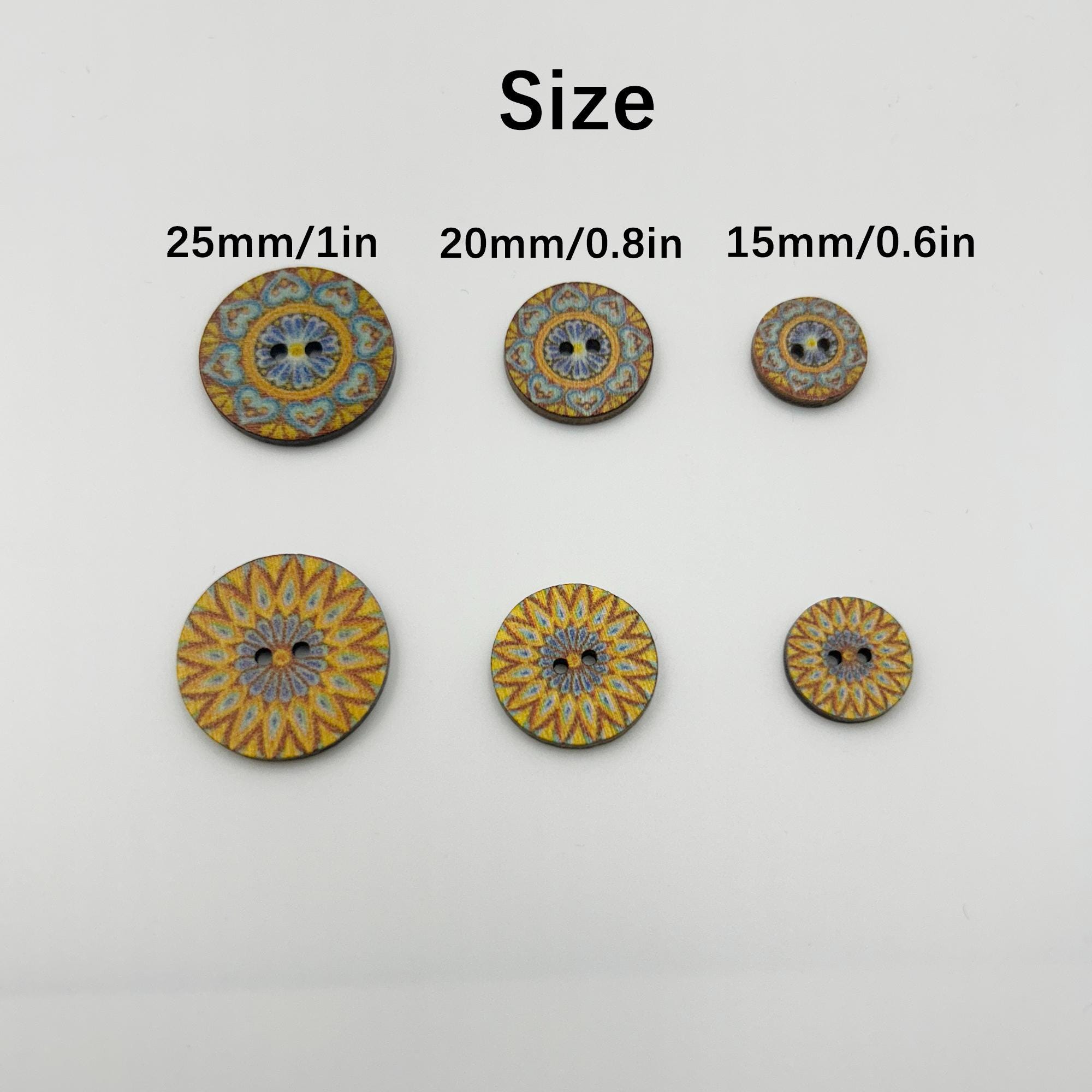50 Pcs Vintage Floral Wooden Buttons: Boho Style, 3 Sizes - Etsy