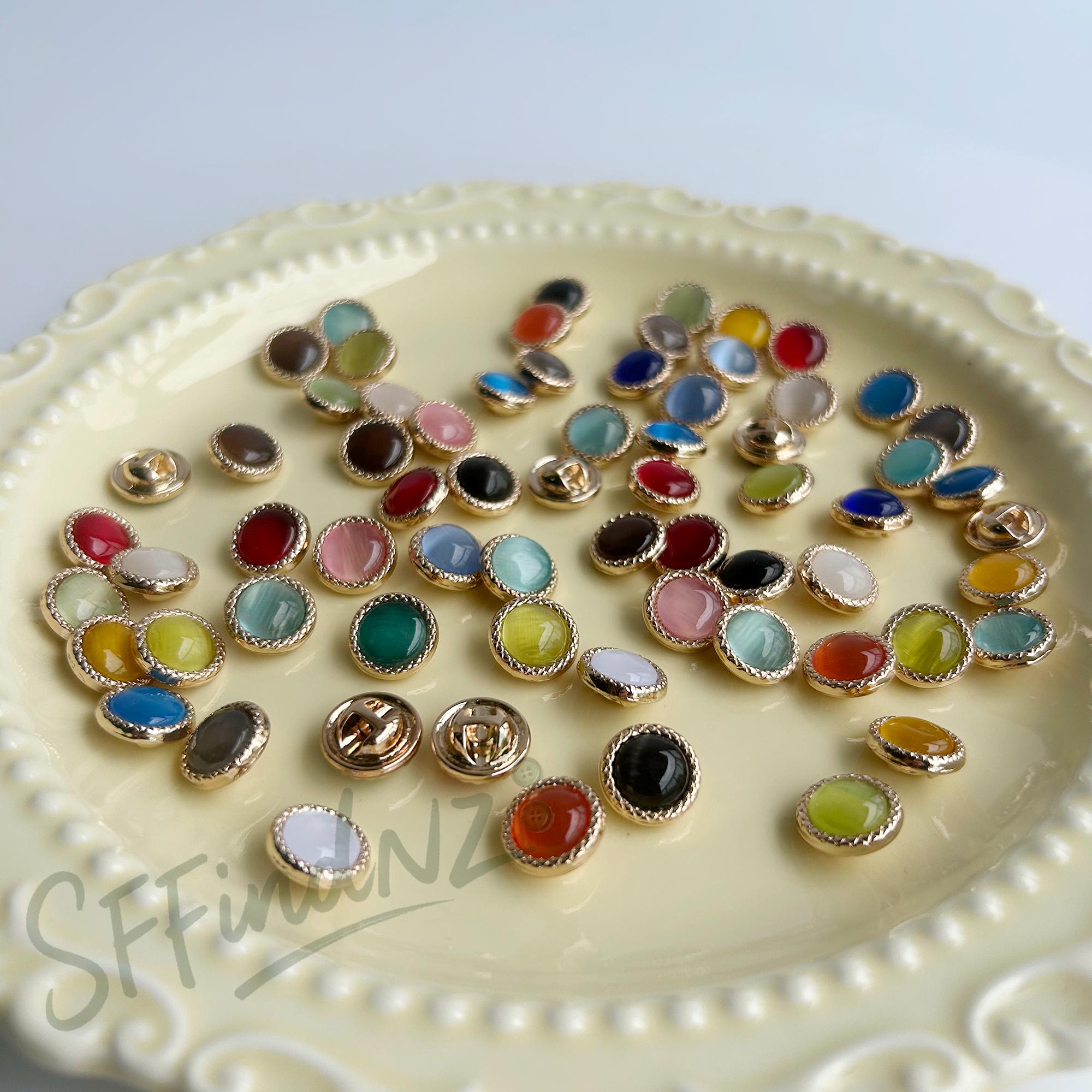 Gemstone Metal Round Small Buttons, Single-hole Buttons, Suitable for ...