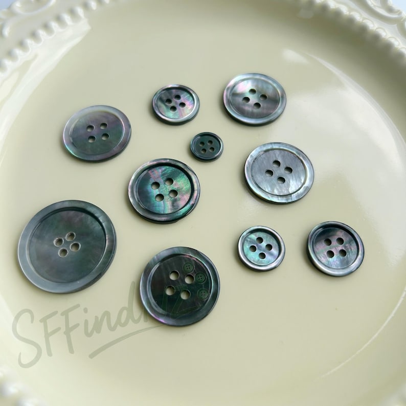 Dark Grey Natural Shell Buttons, 10-25mm, Suitable for Knitting/diy ...