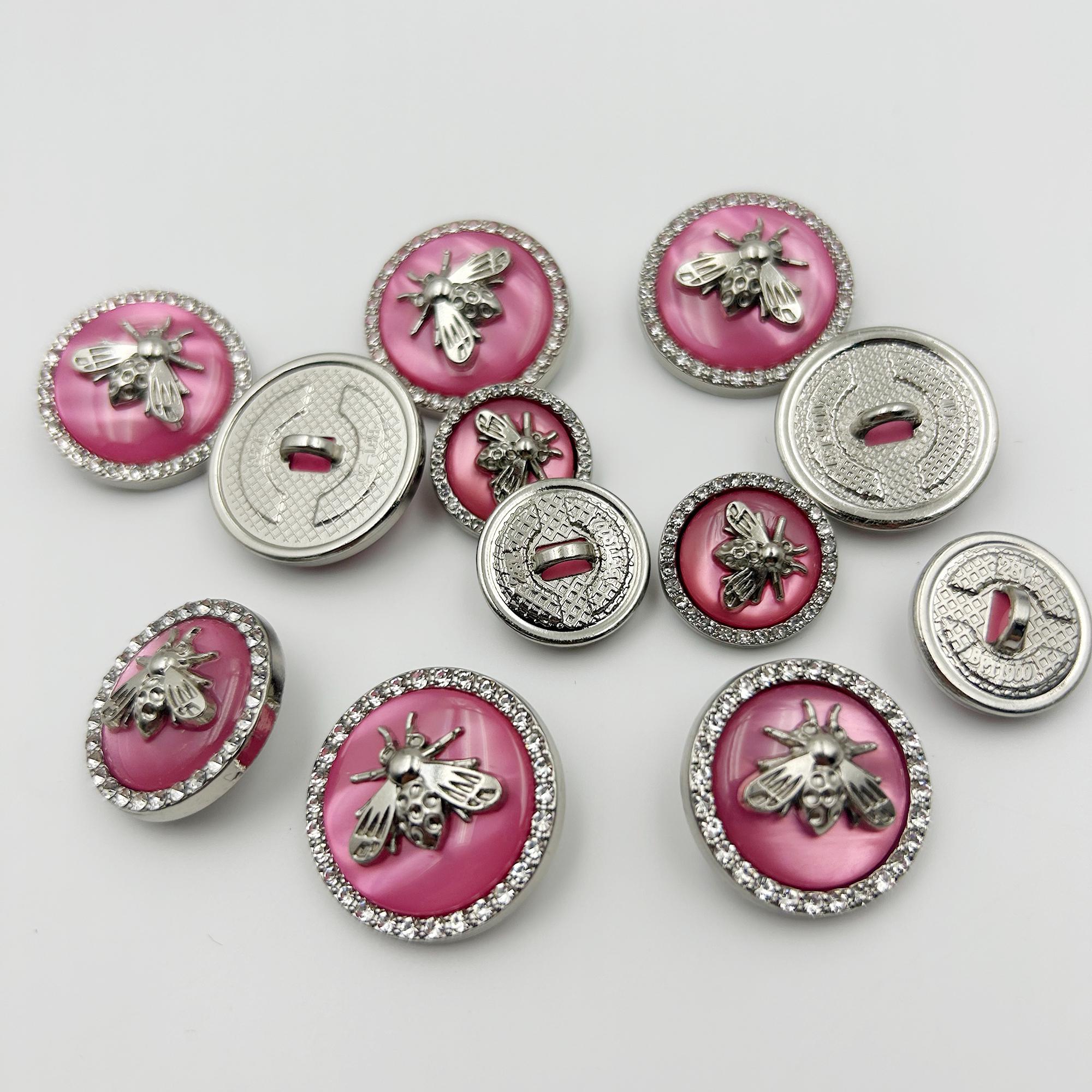 Enamel Bee Metal Buttons: Pink Sewing Embellishments - Etsy