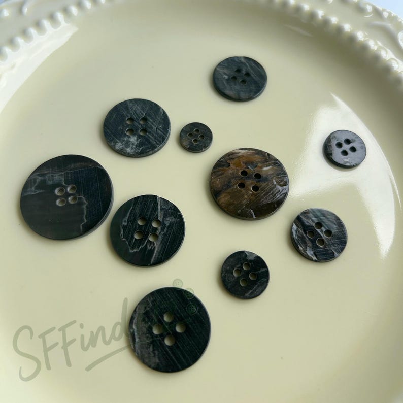 Dark Grey Natural Shell Buttons, 10-25mm, Suitable for Knitting/diy ...