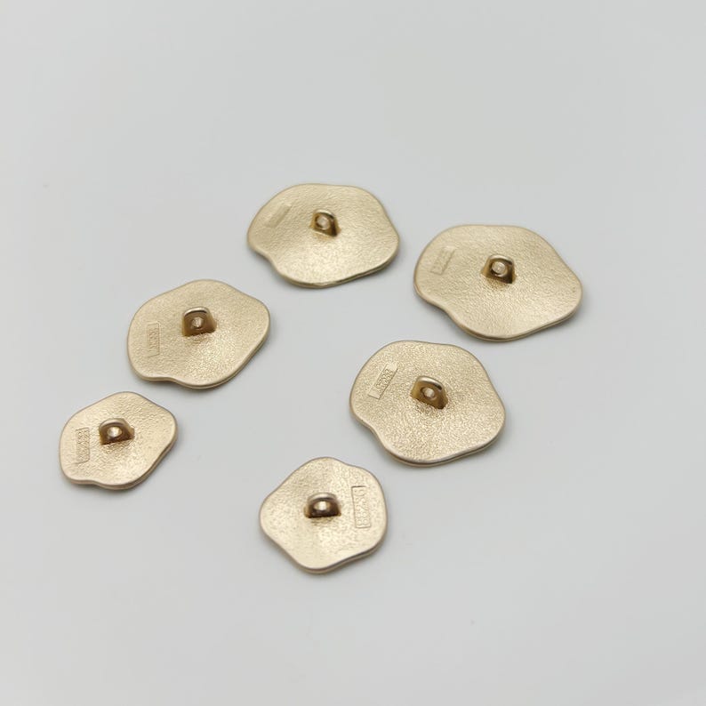 Irregularly Shaped Metal Buttons in Multiple Sizes - 6/12 Matte Gold ...