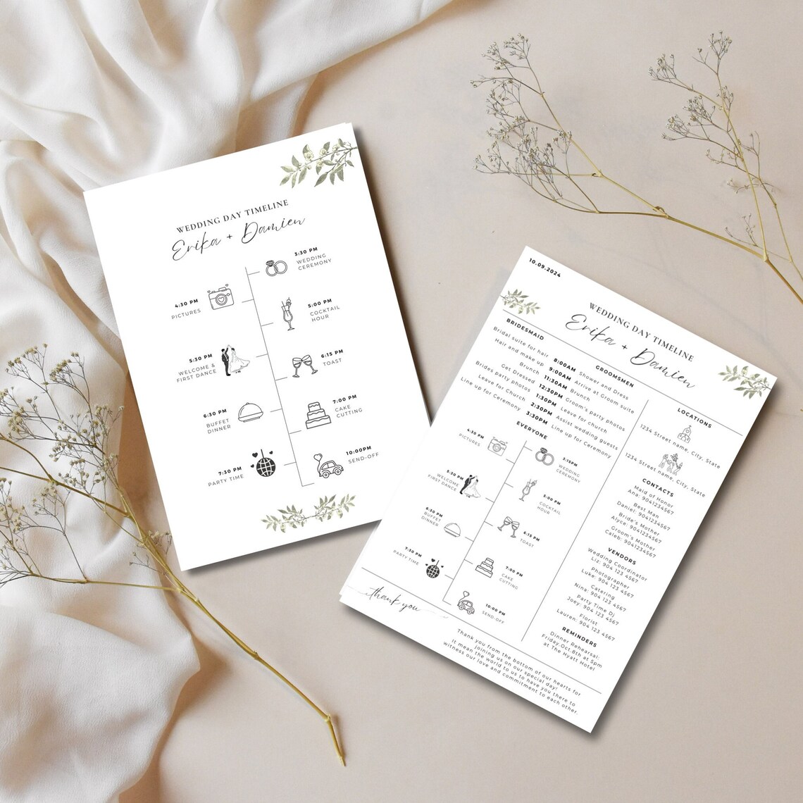 Wedding Day Timeline Template, Printable and Editable Digital File ...