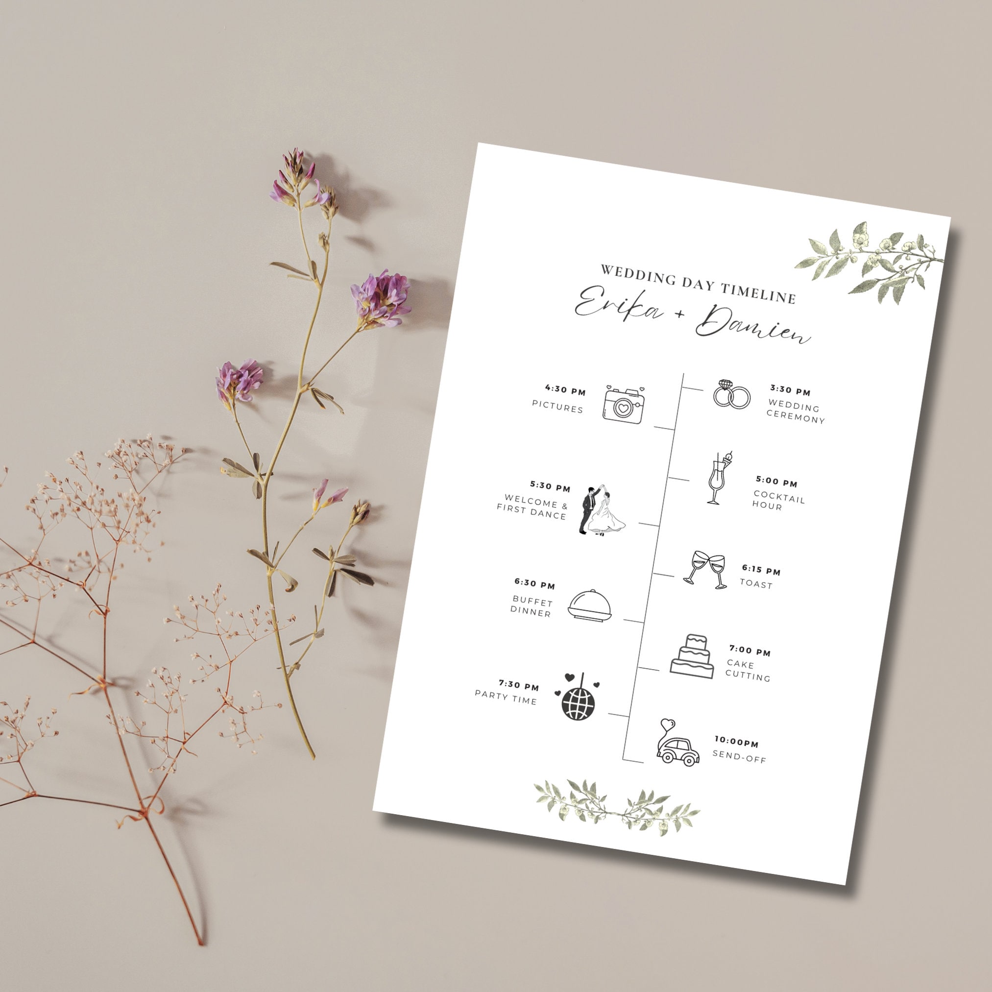 Wedding Day Timeline Template, Printable and Editable Digital File ...