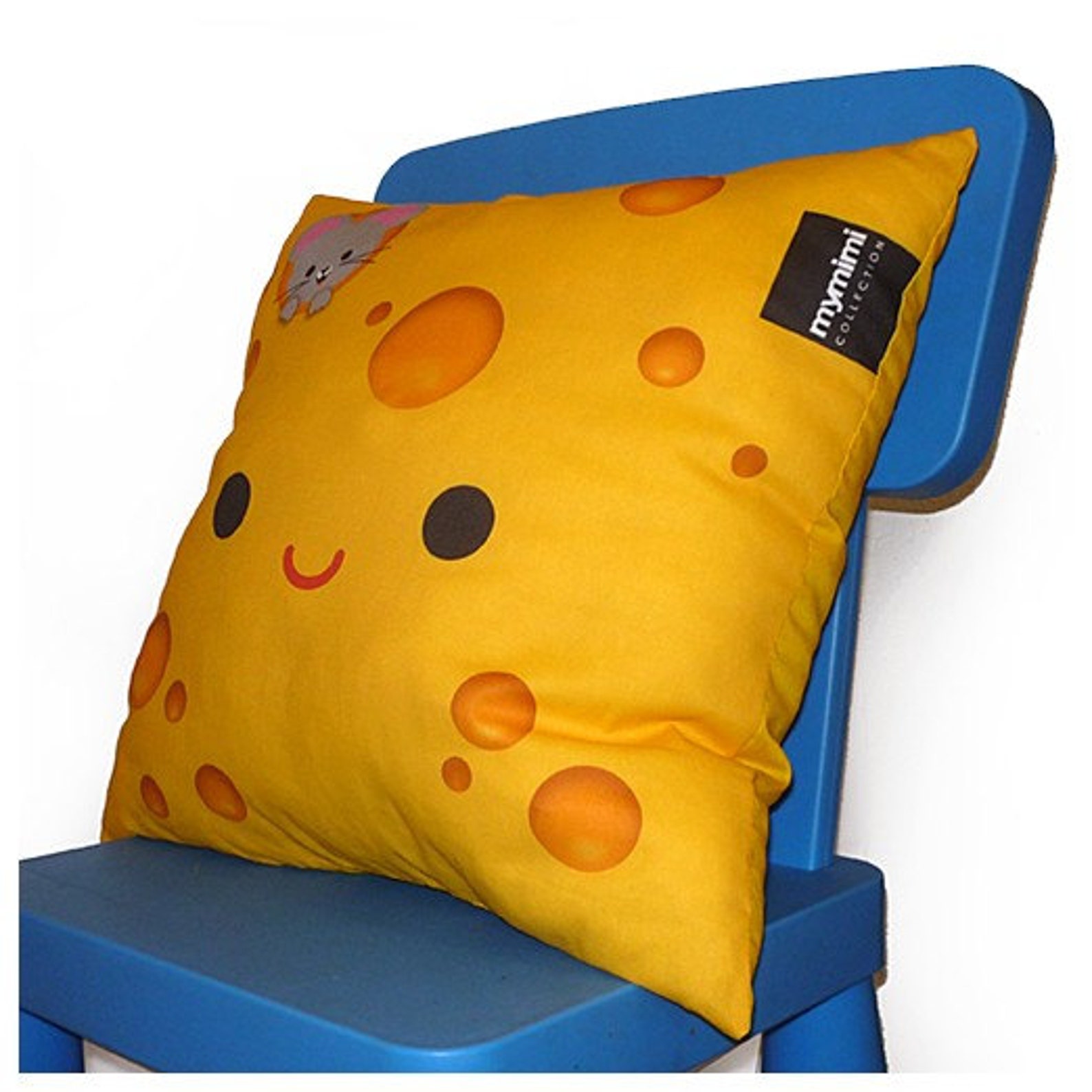 Kawaii Cheese Pillow: Yellow Cotton Kids Cushion (12x12") - Etsy