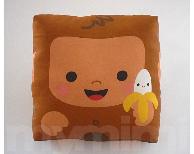 Jungle Animal, Monkey Pillow, Kawaii Monkey, Brown Pillow, Decorative ...