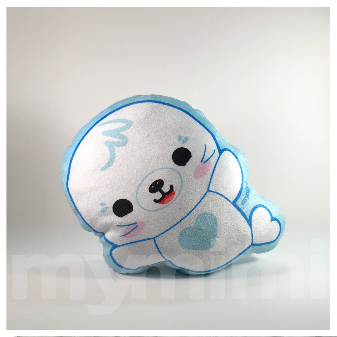 12" Minky Soft Plush Kawaii White Seal Plushie Pillow, Toy Play Room ...