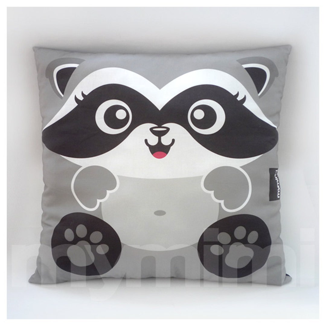 12 X 12" Decorative Pillow, Raccoon Pillow, Forest Animal, Woodland ...