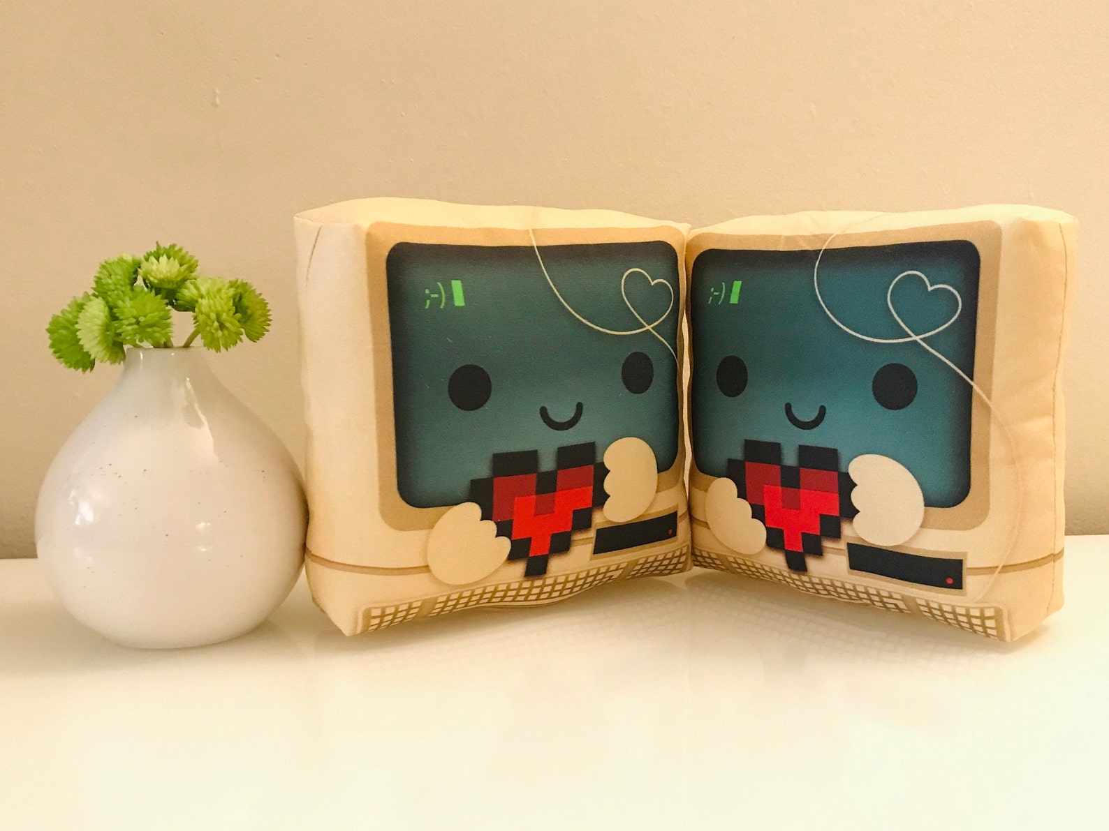 Geek Pillow Computer Pillow Vintage Retro 8bit Heart I - Etsy