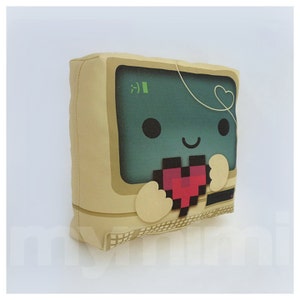 Geek Pillow, Computer Pillow, Vintage, Retro, 8bit Heart, I Love You ...