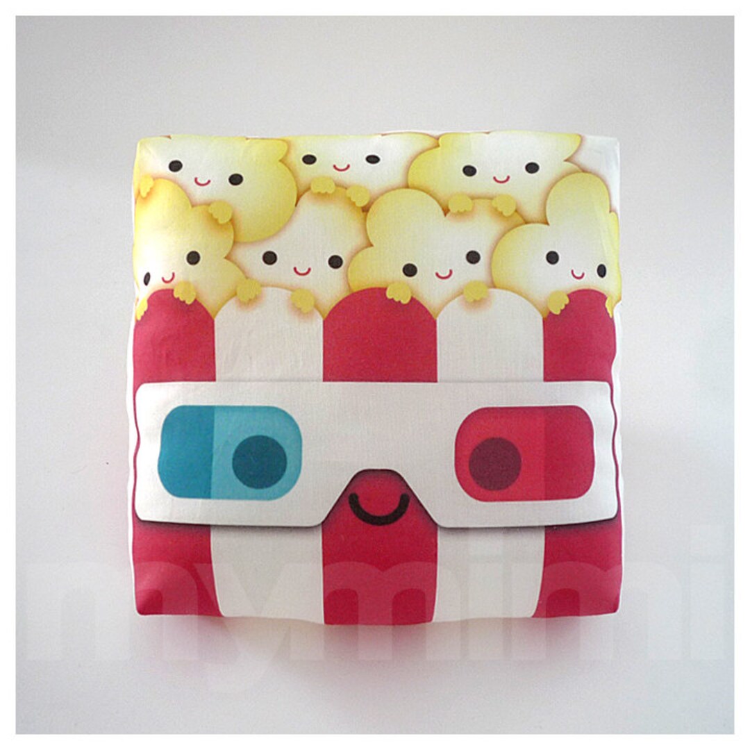 Decorative Pillow, Popcorn Pillow, Geek Pillow, 3D Glasses, Movie Night ...
