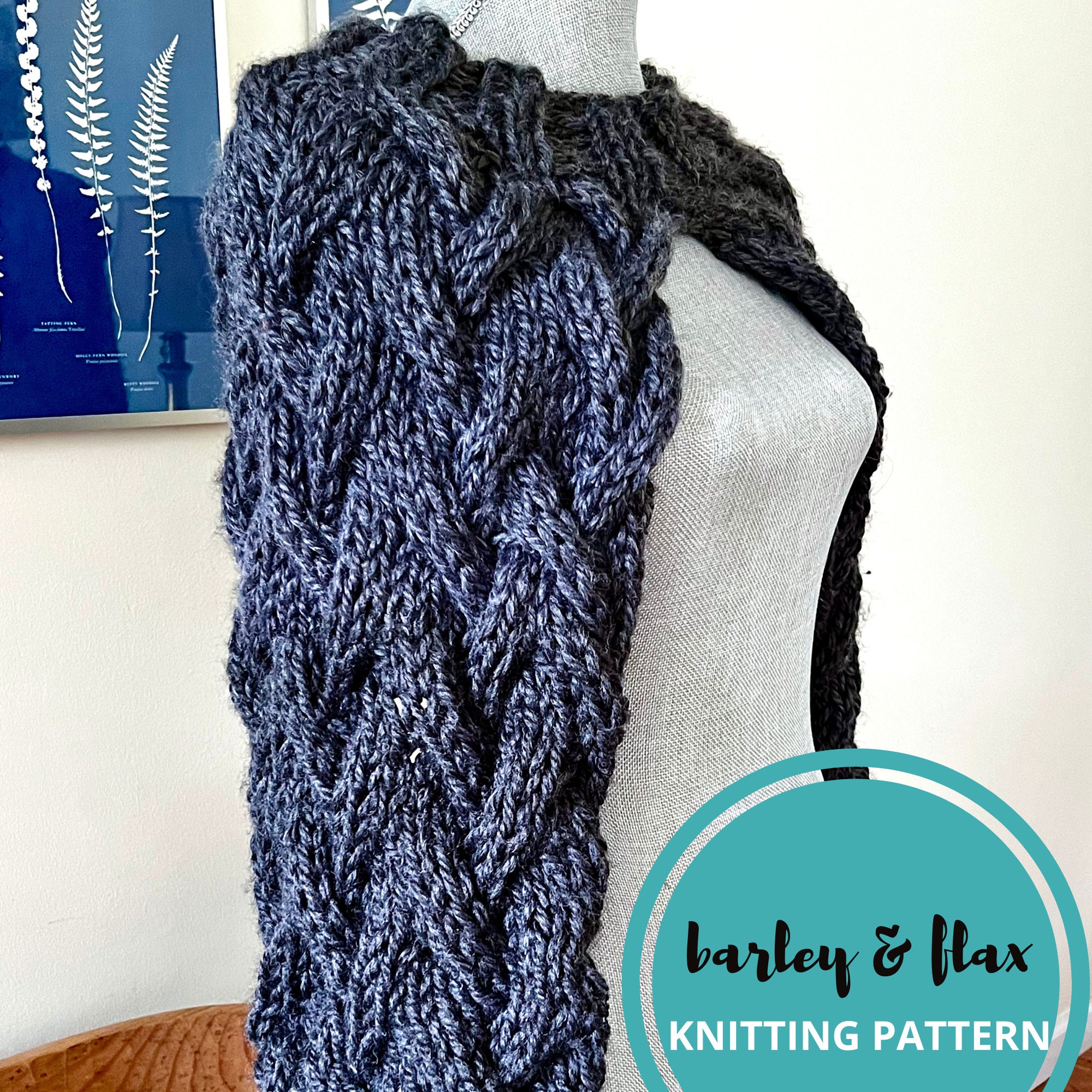 Knitting Pattern Braided Cable Shrug Chunky Sleeve Bulky Boho Cabled ...