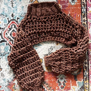 Rust Chunky Crochet Shrug Sleeves Thick Boho Oversized Cropped Pullover ...