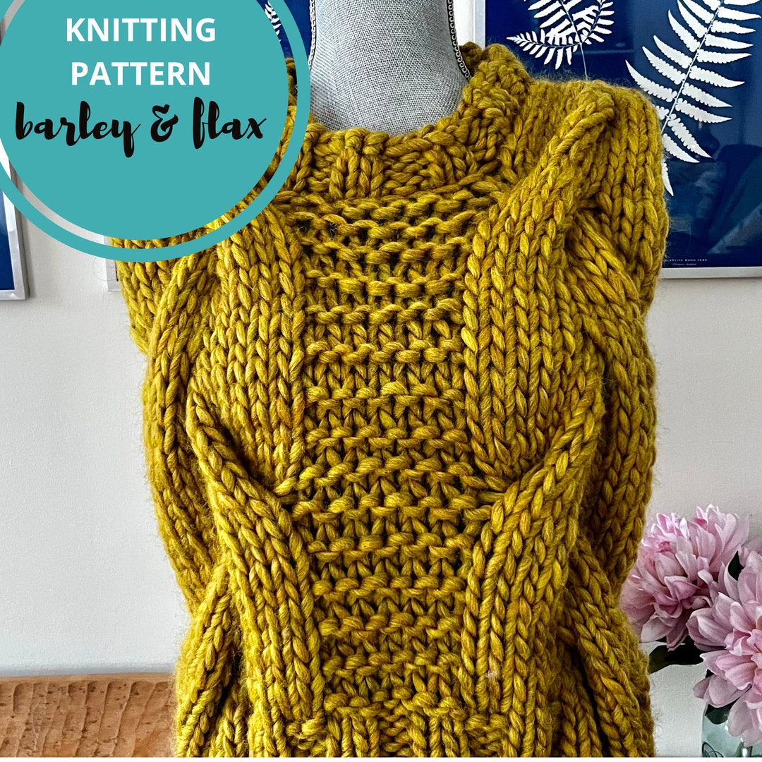 Knitting Pattern Warrior Slipover Cable Vest Bulky Boho Cabled Pullover ...