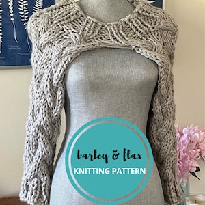 Knitting Pattern Braided Cable Shrug Chunky Sleeve Bulky Boho Cabled ...