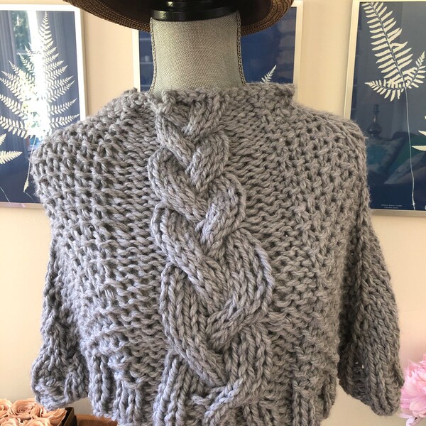 Chunky Knit Poncho - Etsy