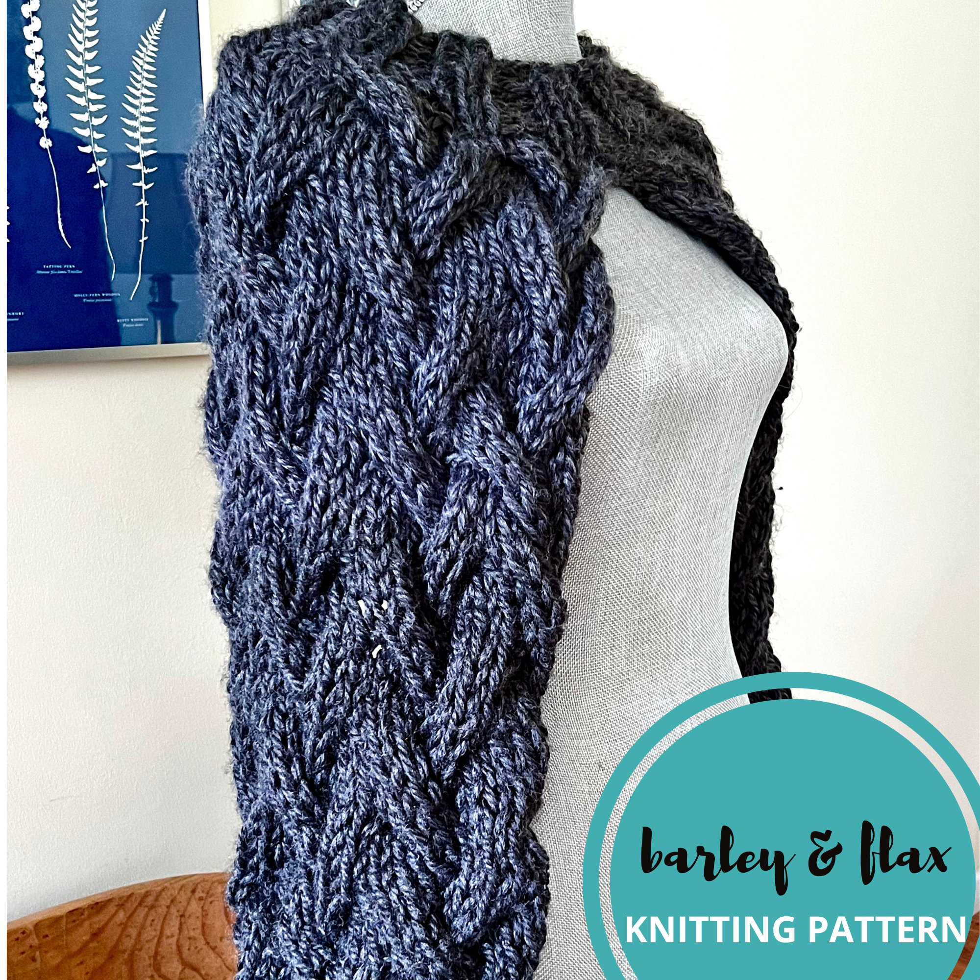 Knitting Pattern Braided Cable Shrug Chunky Sleeve Bulky Boho Cabled ...