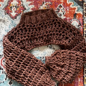 Rust Chunky Crochet Shrug Sleeves Thick Boho Oversized Cropped Pullover ...