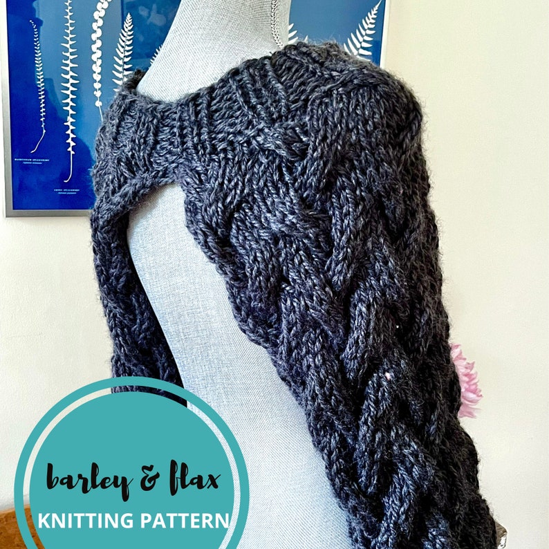 Knitting Pattern Braided Cable Shrug Chunky Sleeve Bulky Boho Cabled ...