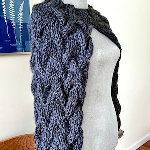Knitting Pattern Braided Cable Shrug Chunky Sleeve Bulky Boho Cabled ...