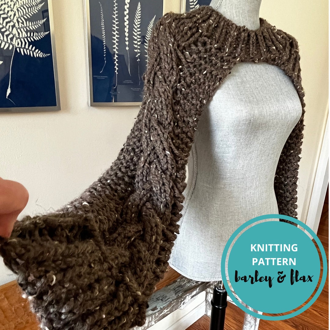 Knitting Pattern Ripley Shrug Chunky Cable Sleeves Bulky Boho Cabled ...