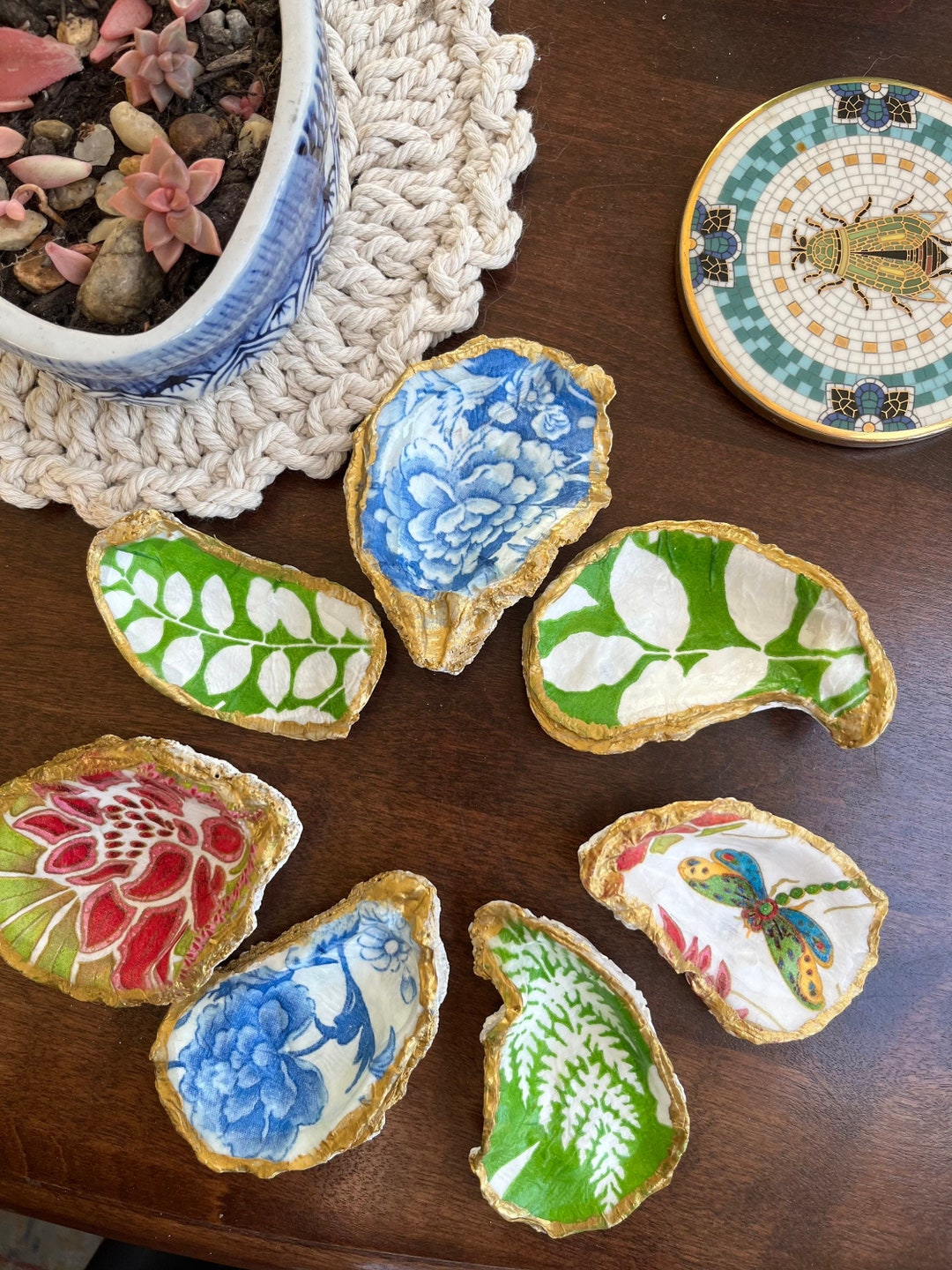 Oyster Shell Jewelry Trinket Dish Small Shell Decoupage Ring Plate ...