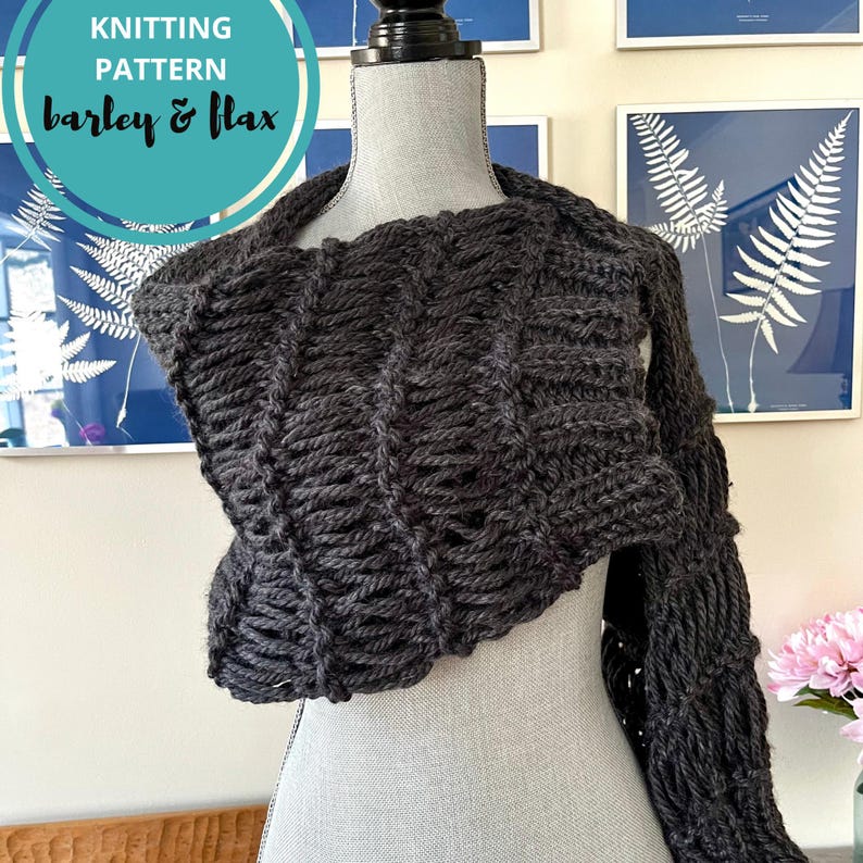 Knitting Pattern Drop Stitch Shrug Bulky Yarn Knitted Beachfront Bolero ...