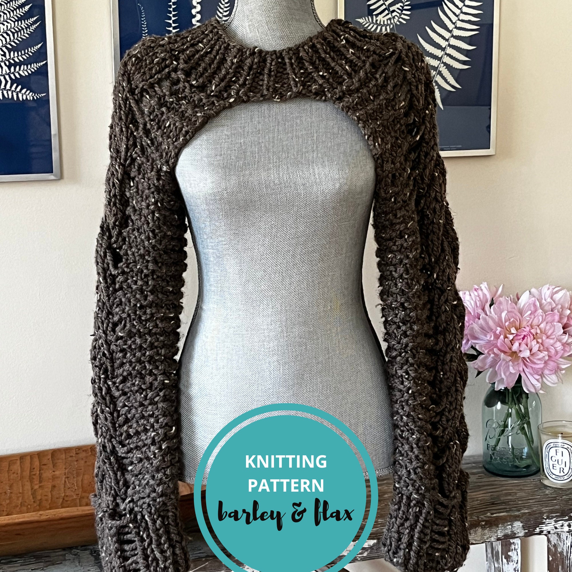 Knitting Pattern Ripley Shrug Chunky Cable Sleeves Bulky Boho Cabled ...