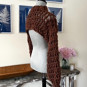 Rust Chunky Crochet Shrug Sleeves Thick Boho Oversized Cropped Pullover ...