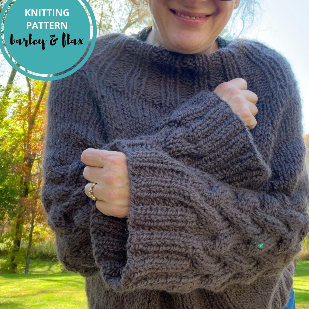 Knitting Pattern Crossroads Sweater Oversized Chunky Knit Cable Sleeve ...