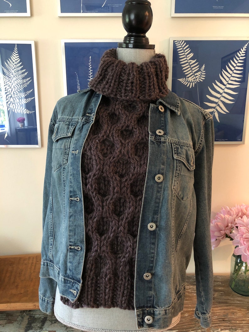 Honeycomb Cable Knit Dickie Pattern: Bulky Yarnturtleneck Cowl (PDF ...