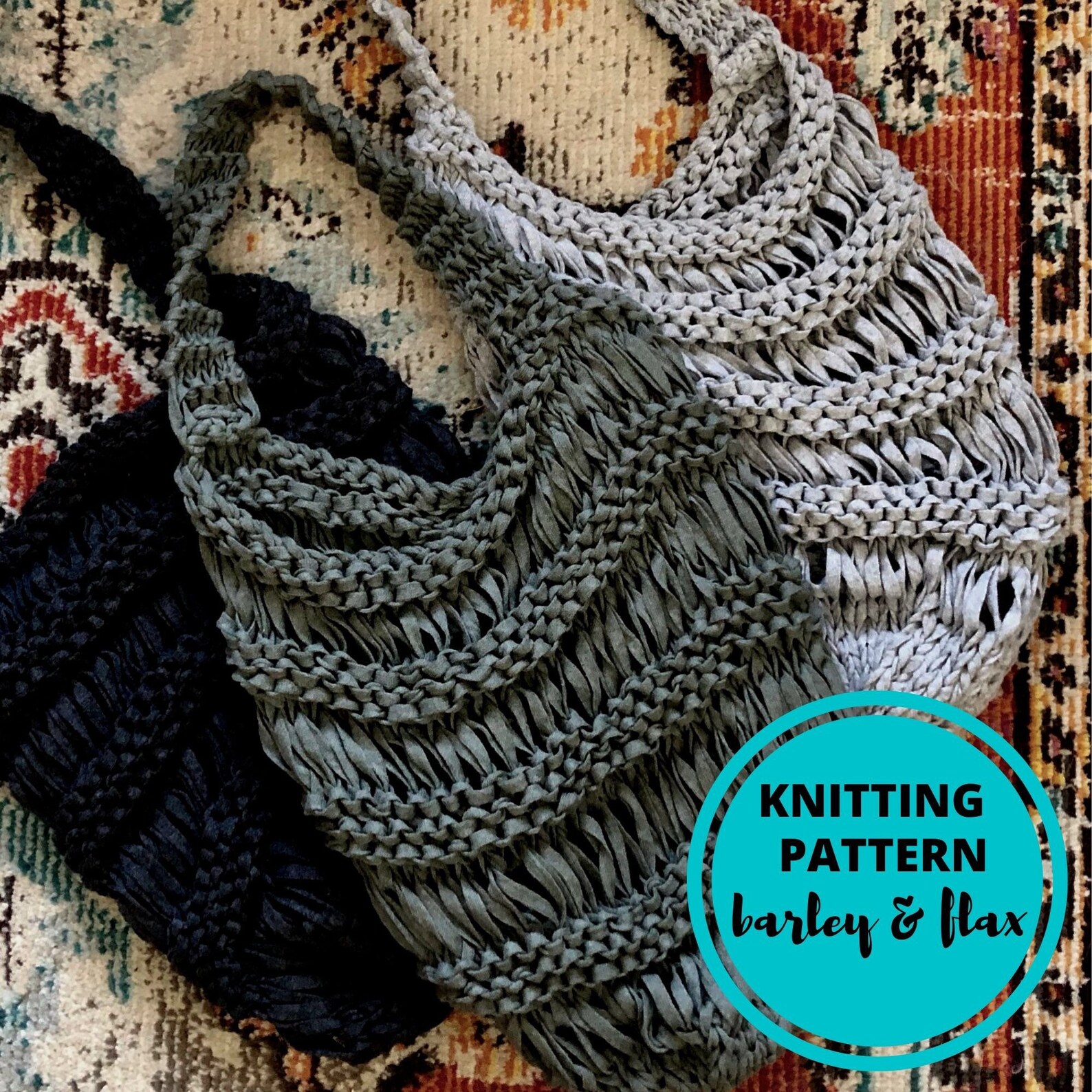 Bag Knitting Pattern Chunky Knit Market Tote Bag Pattern Beachfront Bag ...