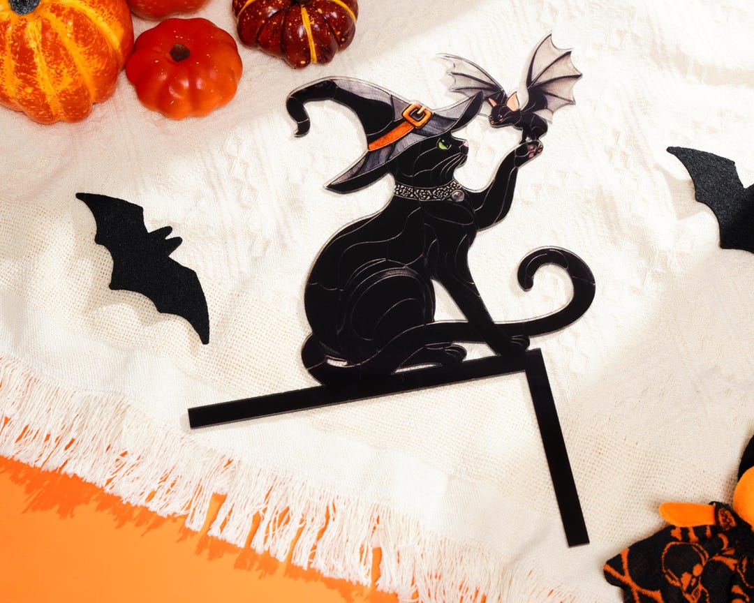 Halloween Decor Black Cat Door Corner, Arcrylic Door Corner Sign ...