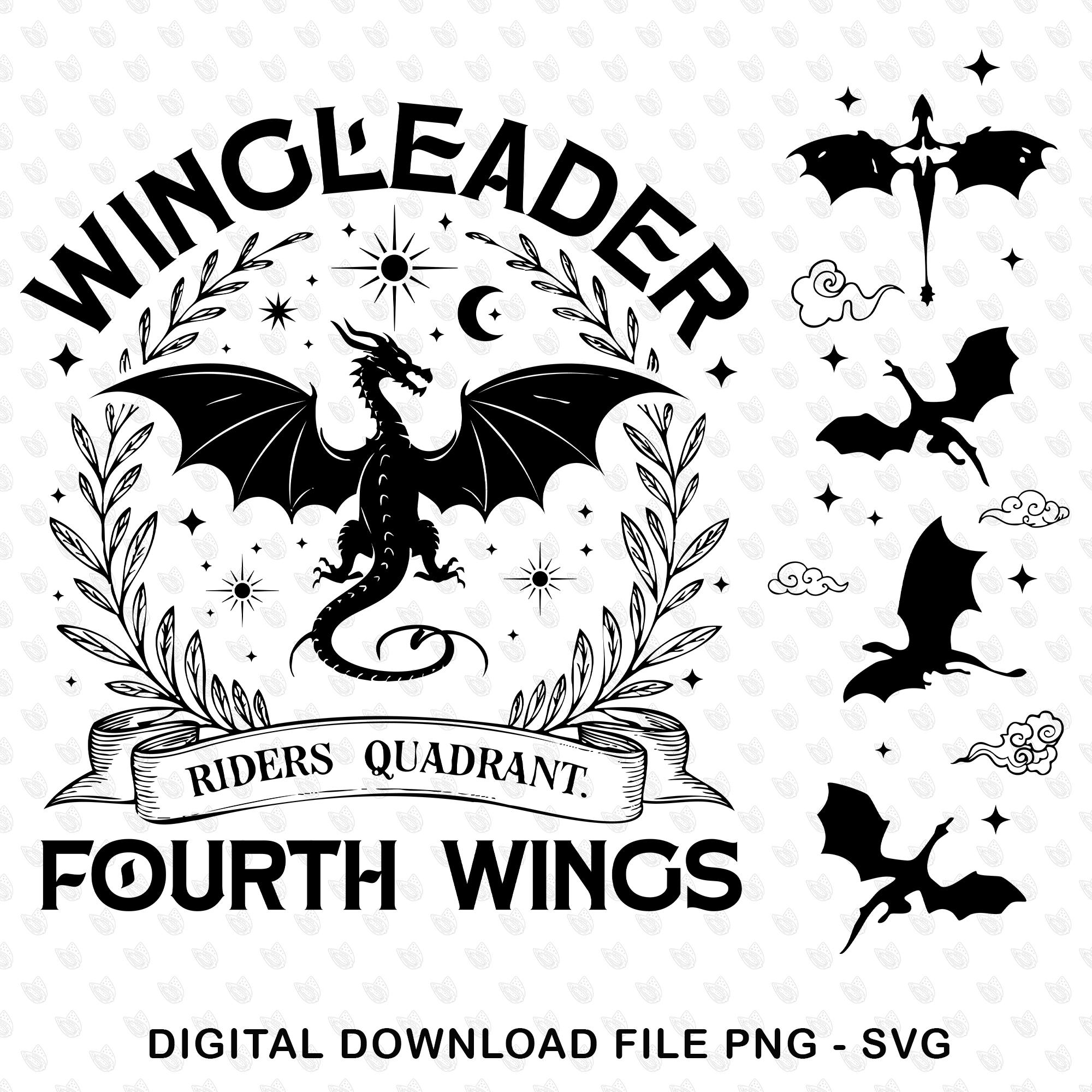 Fourth Wing Wingleader SVG PNG, Dragon Rider Clipart, Riders Quadrant ...