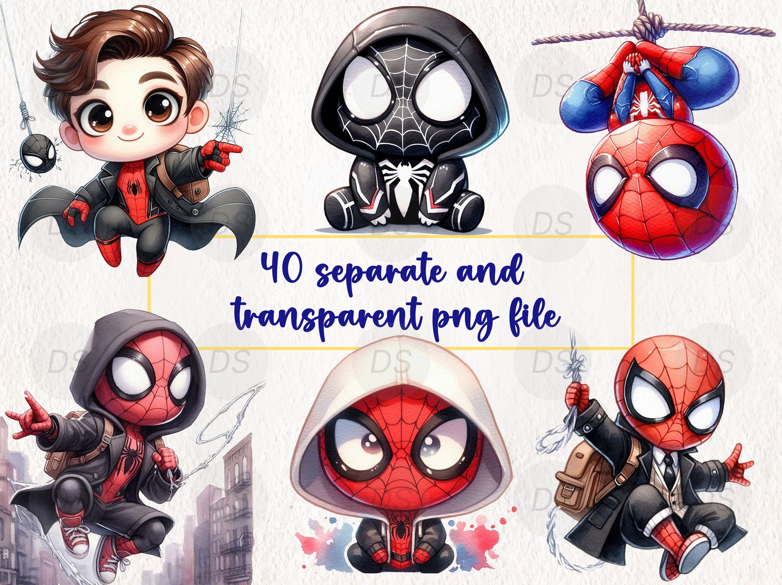 Watercolor Cute Baby Spiderman Clipart | Adorable Superhero Art for ...
