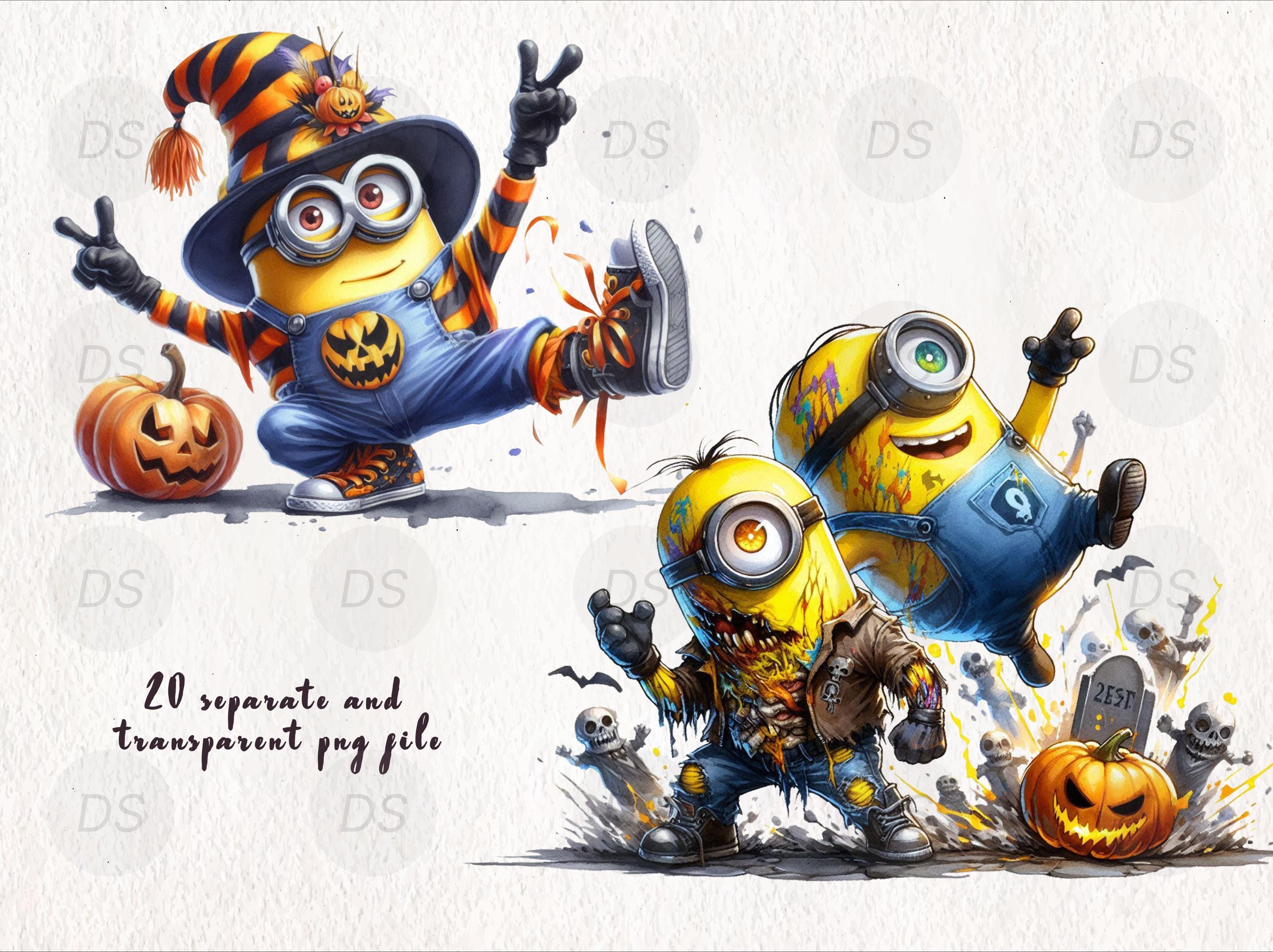 Watercolor Minions Halloween Clipart | Cute Minions Spooky Adventures ...