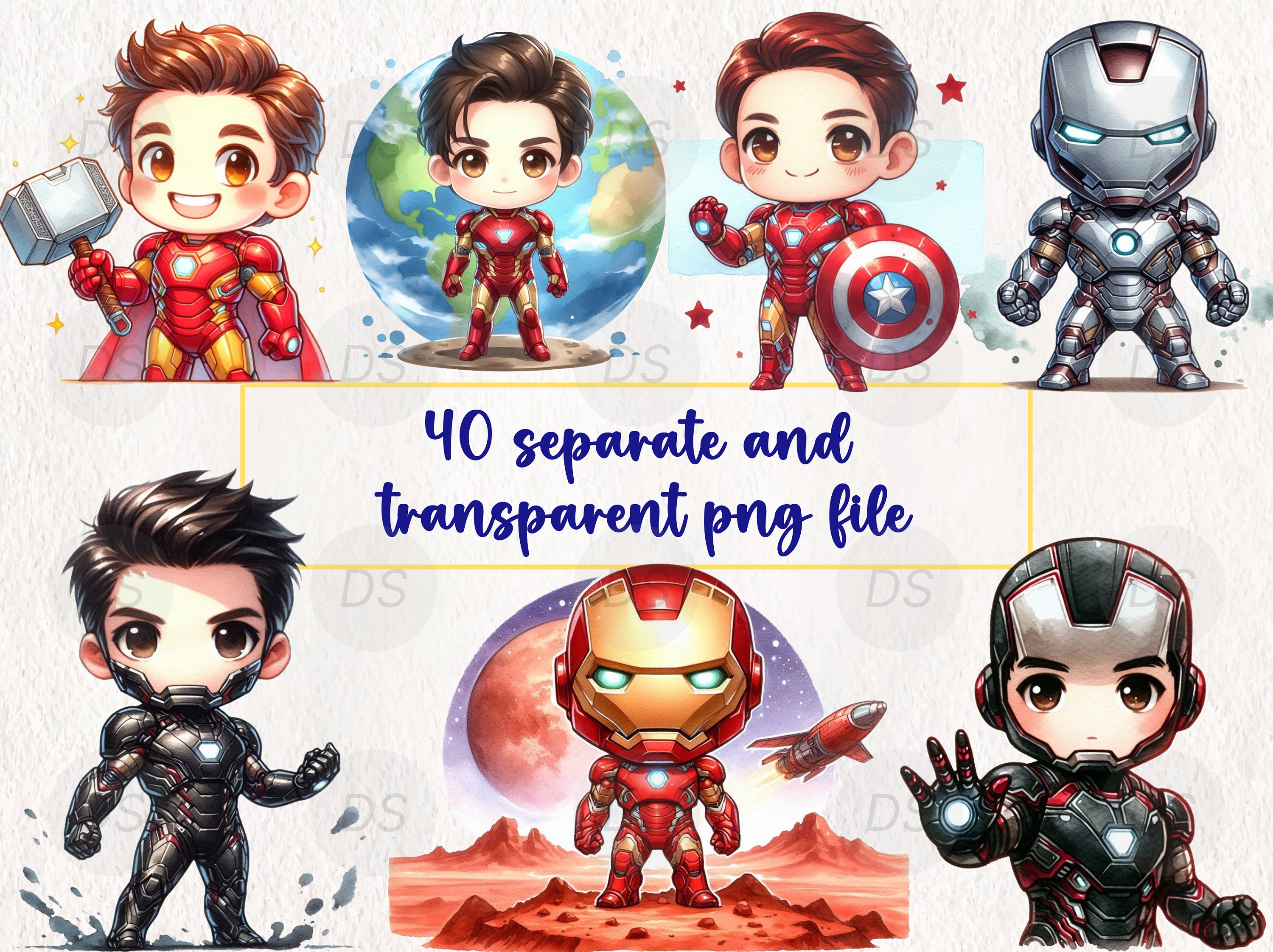 Watercolor Adorable Hero Clipart Cute Superhero Digital Art for ...