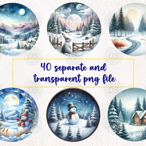 Watercolor Winter Landscapes Clipart, Hand-painted Snowy Scenes ...