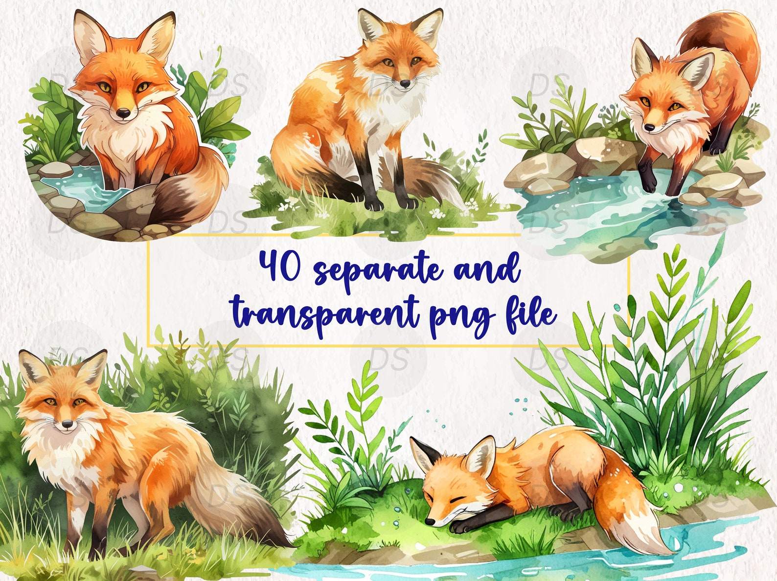 Watercolor Fox Clipart | Cute Woodland Animal Illustrations ...