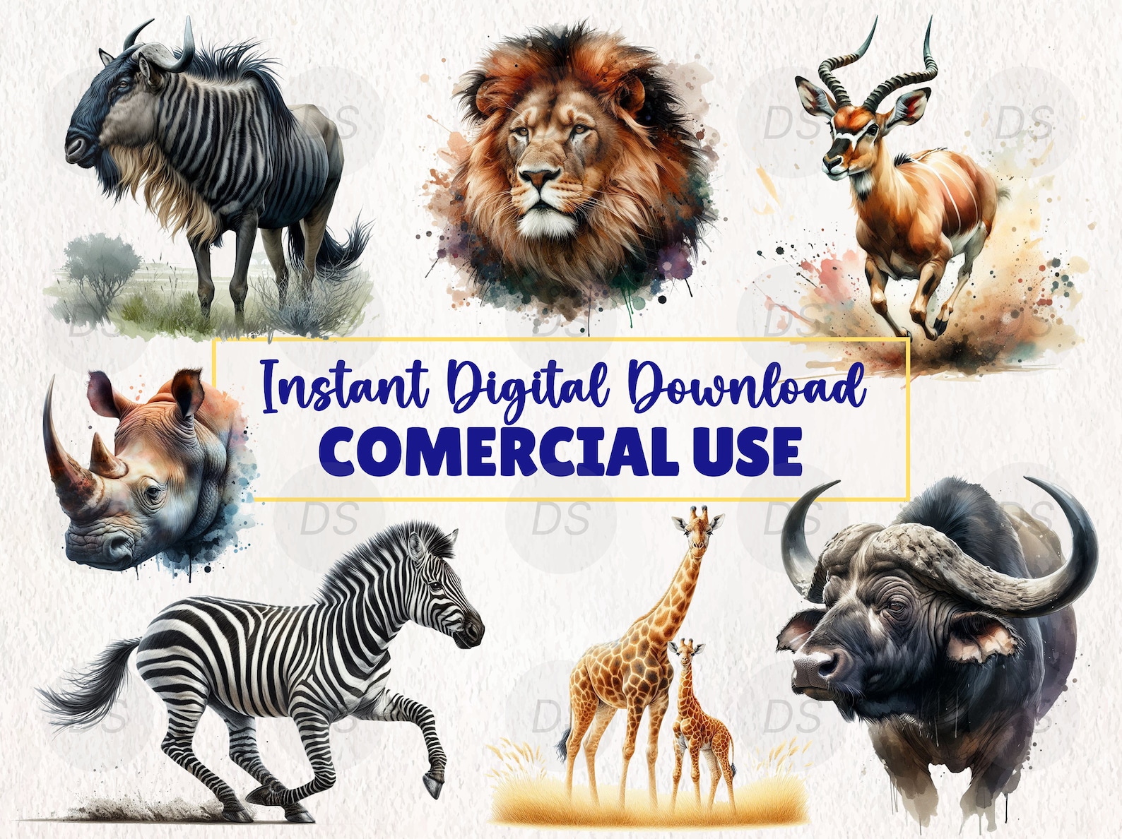 Watercolor Jungle Animals Clipart – 40 PNG Set - Etsy