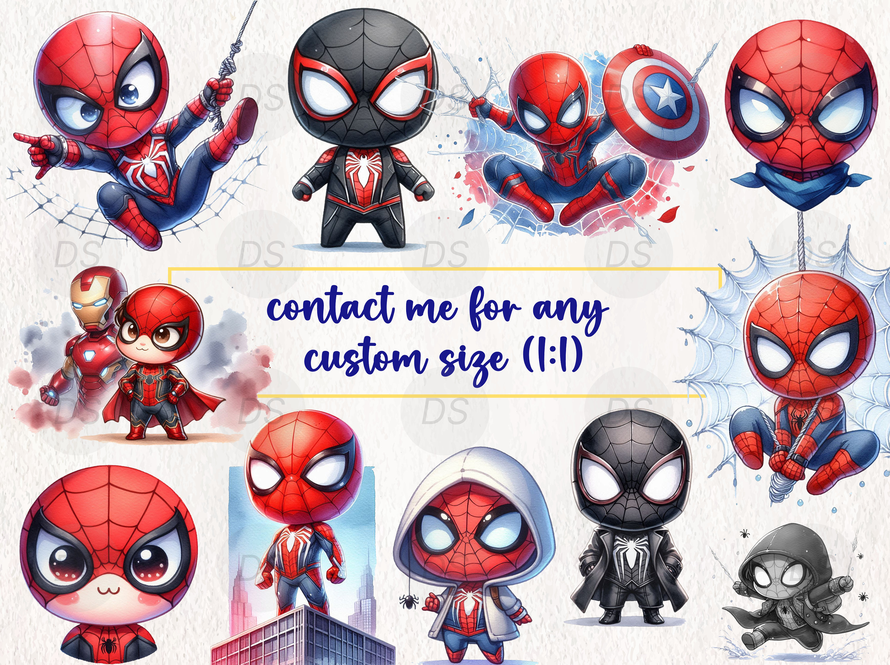 Watercolor Cute Baby Spiderman Clipart | Adorable Superhero Art for ...