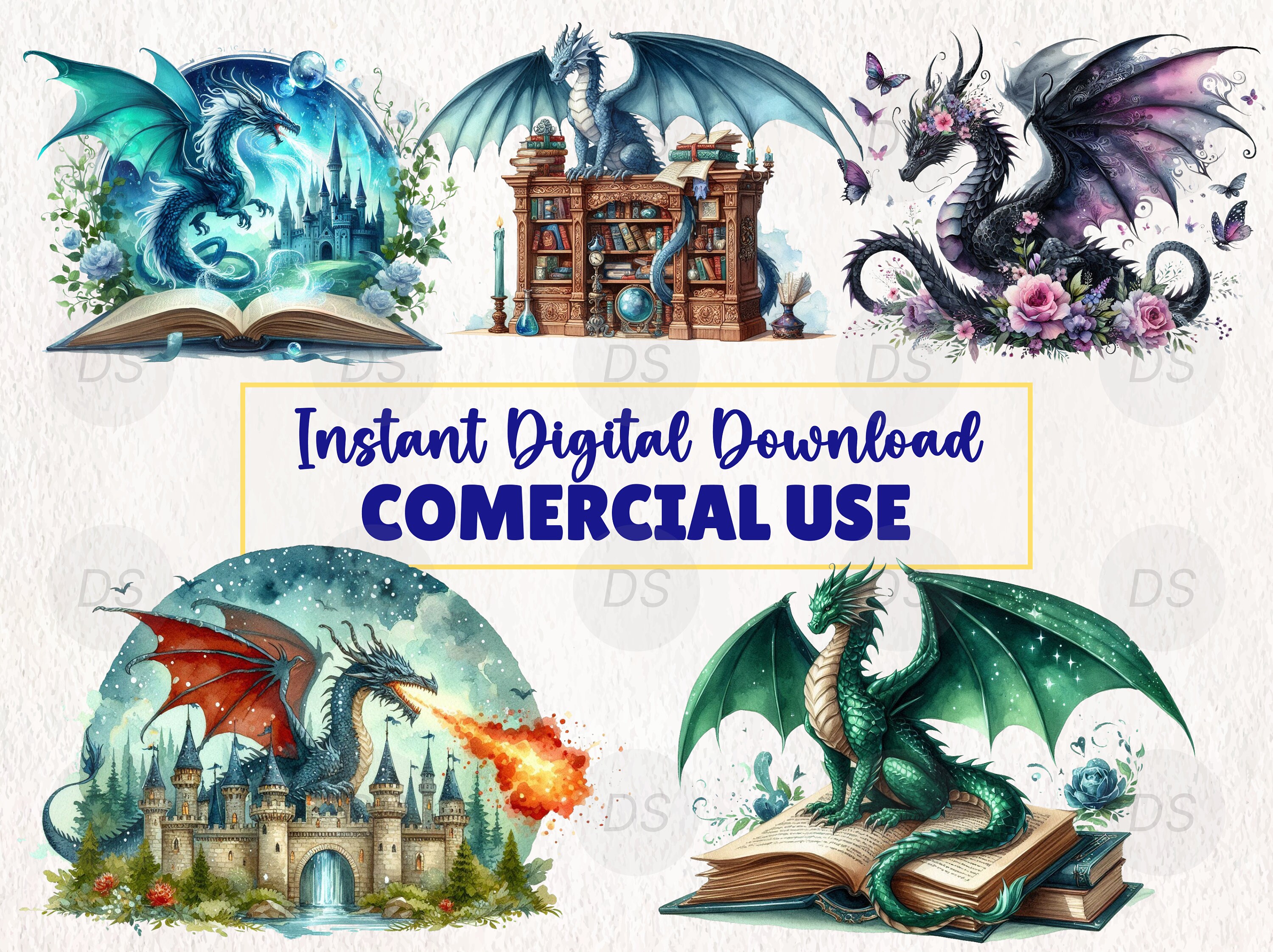 Watercolor Mystic Dragon Clipart | Magical Fantasy Art | Mystical ...