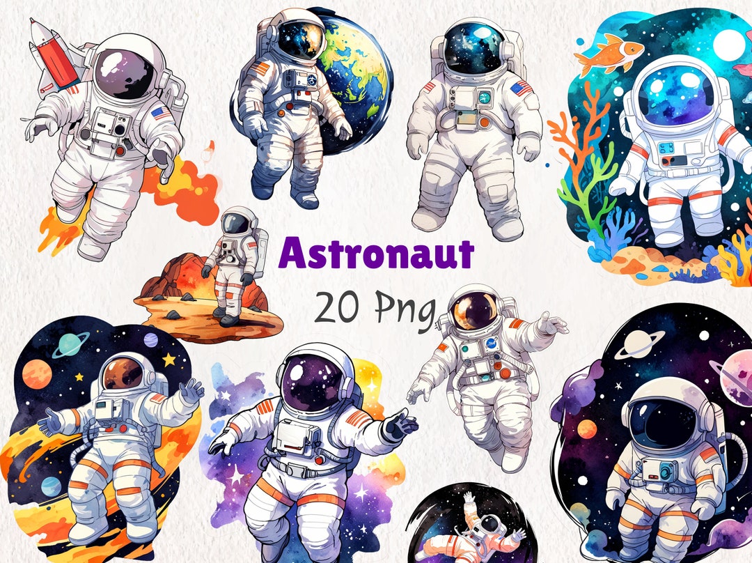Watercolor Astronaut Clipart | Cosmic Adventure Digital Illustrations ...